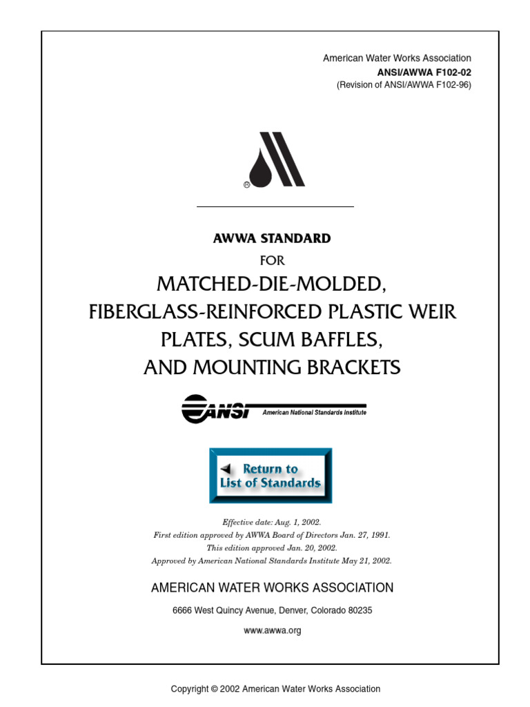 Matched-Die-Molded, Fiberglass-Reinforced Plastic Weir Plates, Scum ...