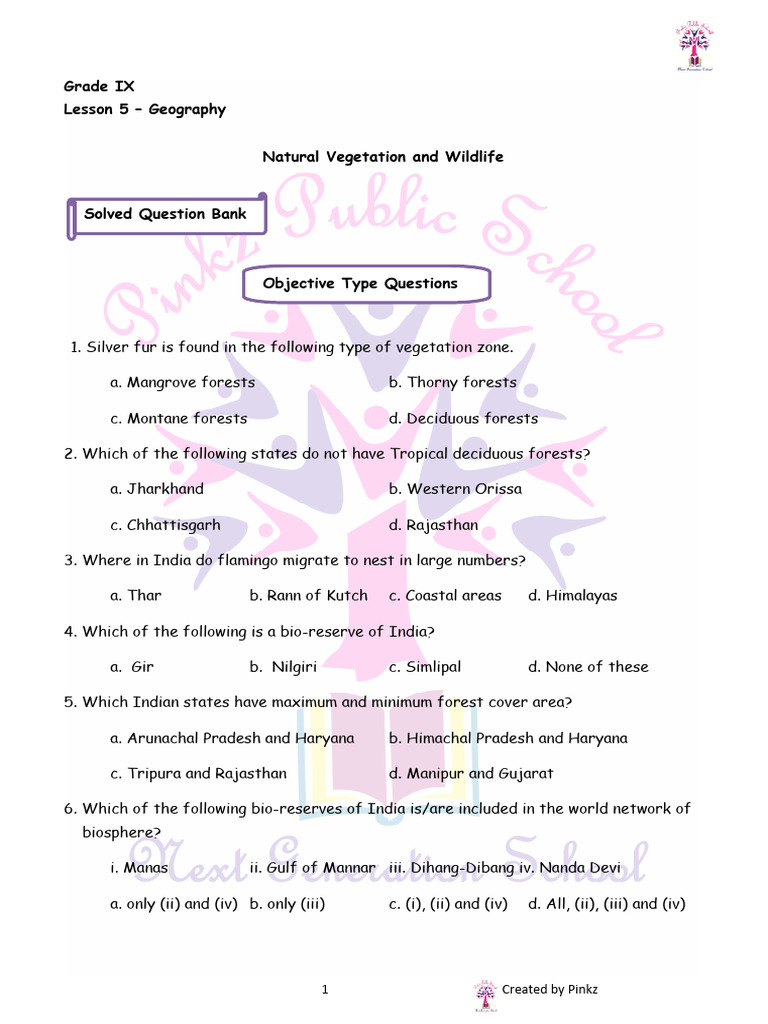 Lesson 5 Geography Natural Vegetation and Wildlife | PDF | Forests ...