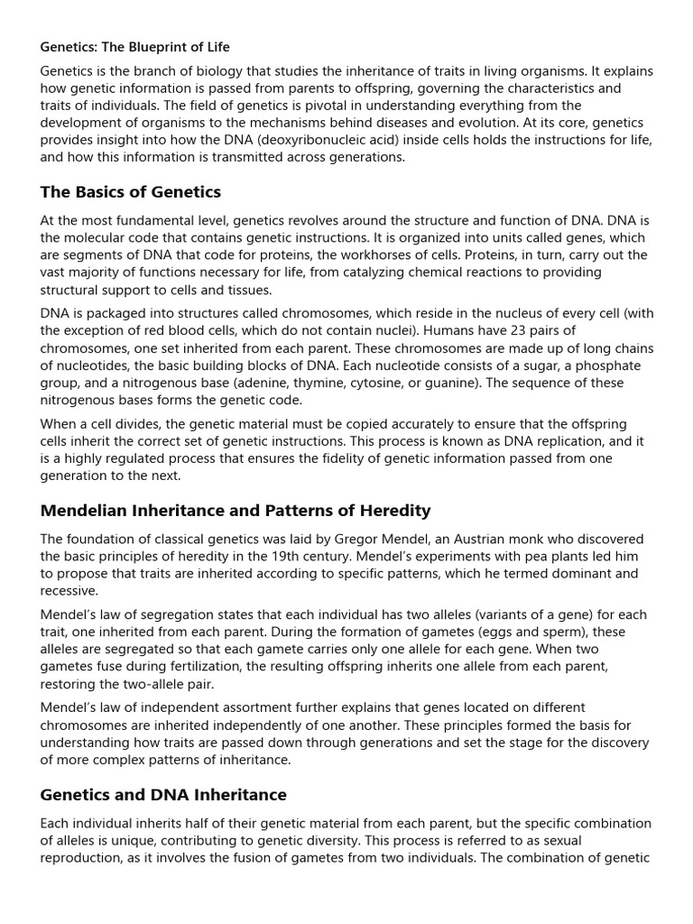 Understanding Genetics and Inheritance | PDF | Genetics | Dominance ...