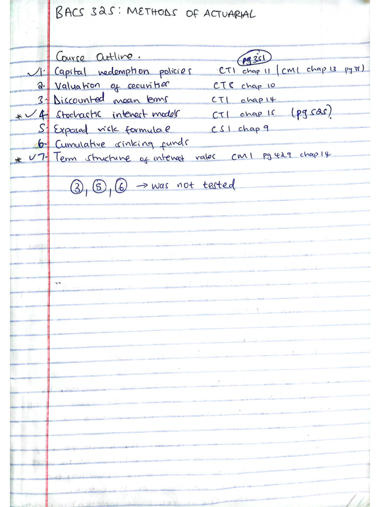 Bacs325 Methods of Actuarial Investigations | PDF