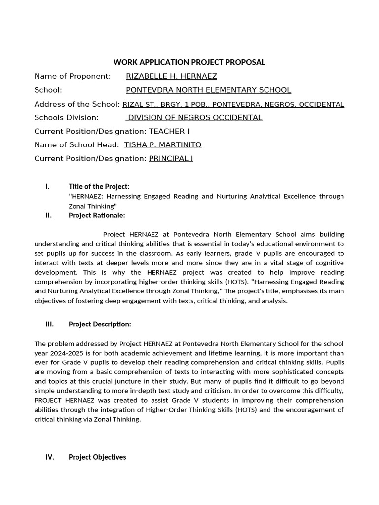 HERNAEZ WAP Project Proposal Template Final | PDF | Reading ...