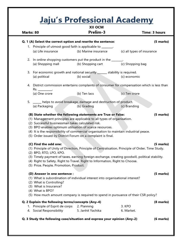 OCM Practice Paper | PDF | Economies | Business