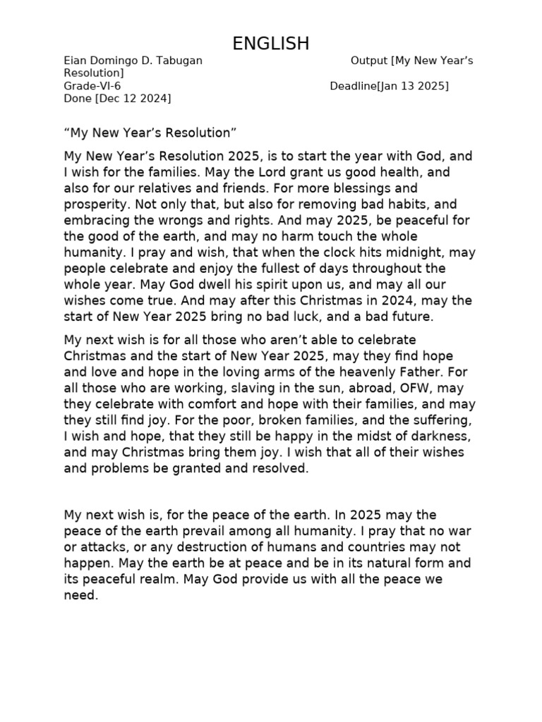 My New Year's Resolution | PDF | Religious Belief And Doctrine