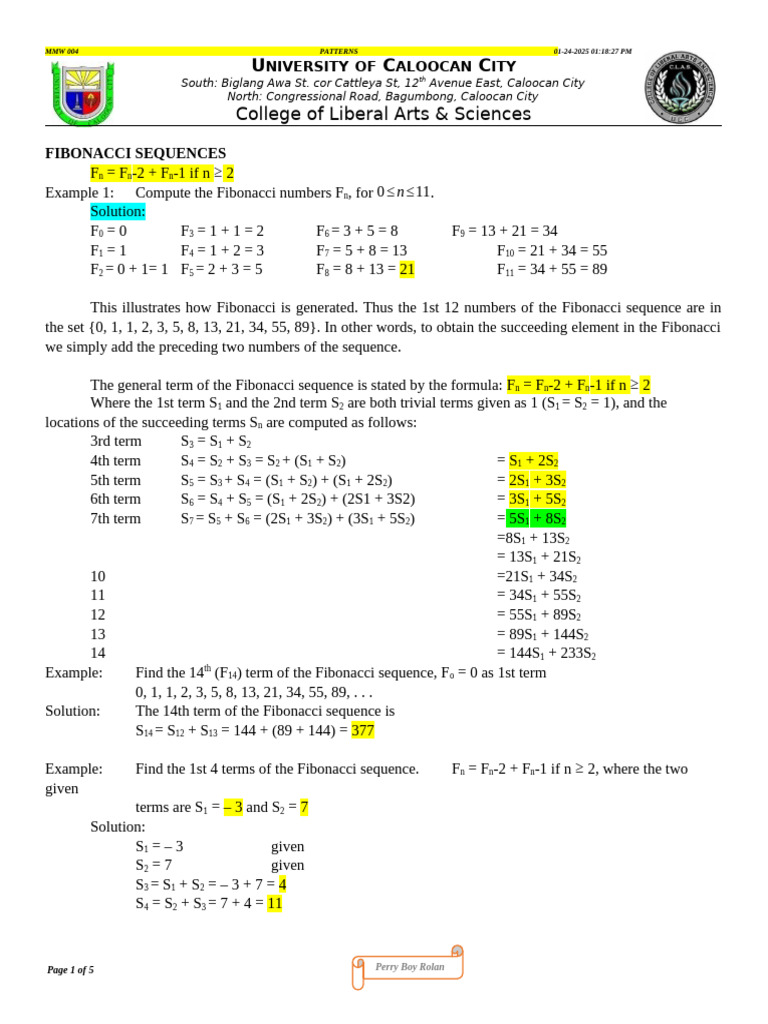 2 Fibo Arith and Geom New 2023 | PDF | Interest | Elementary Mathematics