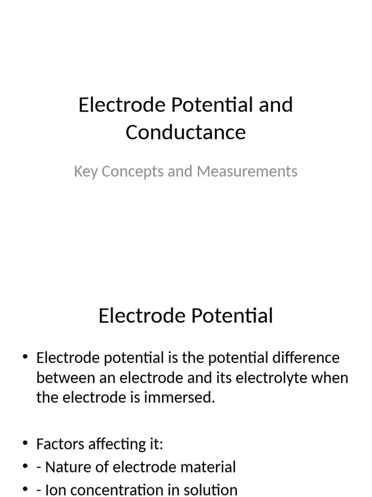 Electrode Potential and Conductance | PDF