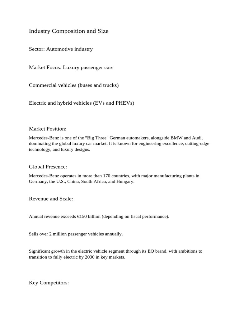 Mercedes-Benz: Luxury & EV Market Leader | PDF | Mercedes Benz | Car