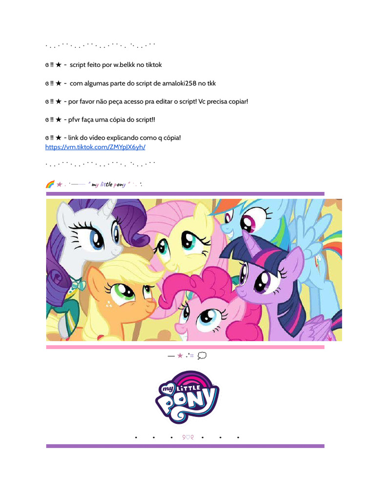 Script MLP para TikTok | PDF | Cabelo | Roupas