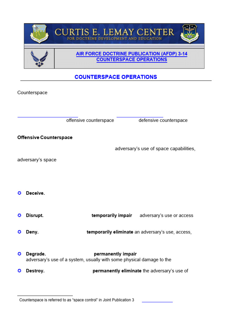 3 14 D05 SPACE Counterspace Ops | PDF | Deterrence Theory | Crime & Violence