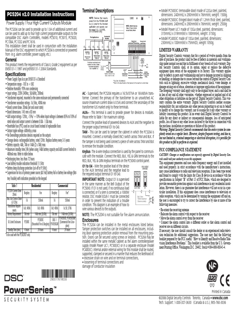 Fuente de Poder DSC PC5204 | PDF | Transformer | Alternating Current