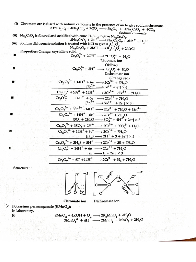 d& f block k2Cr2O7 and KMnO4 | PDF