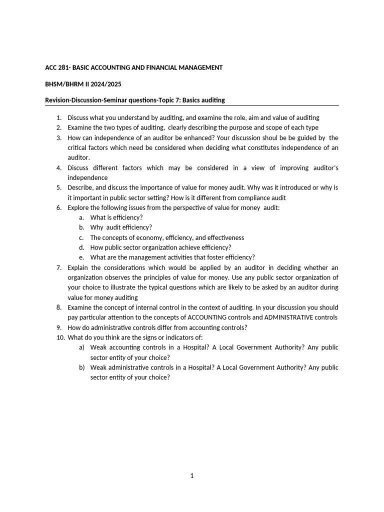Topic 7-Revision-Discussion-Seminar Questions | PDF