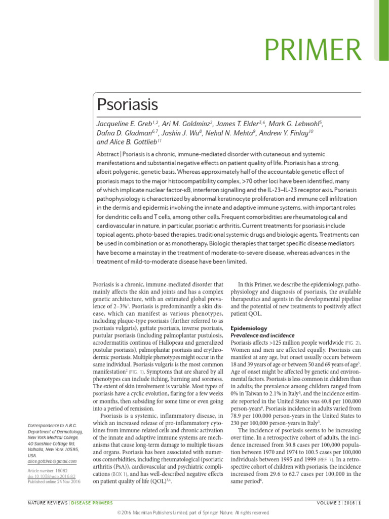 Psoriasis Nature | PDF | Psoriasis | T Helper Cell