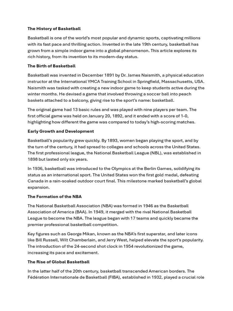 History of Basketball Timeline | PDF | National Basketball Association ...