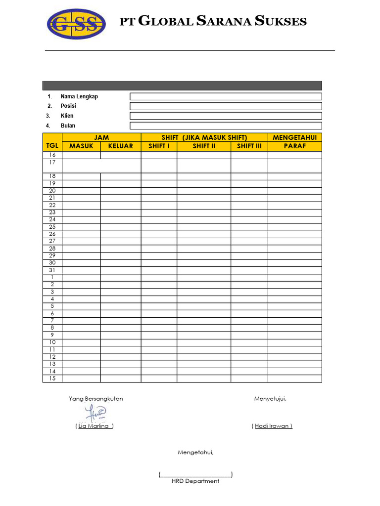 Absen Form Lia Marlina Agustus September 2022 | PDF