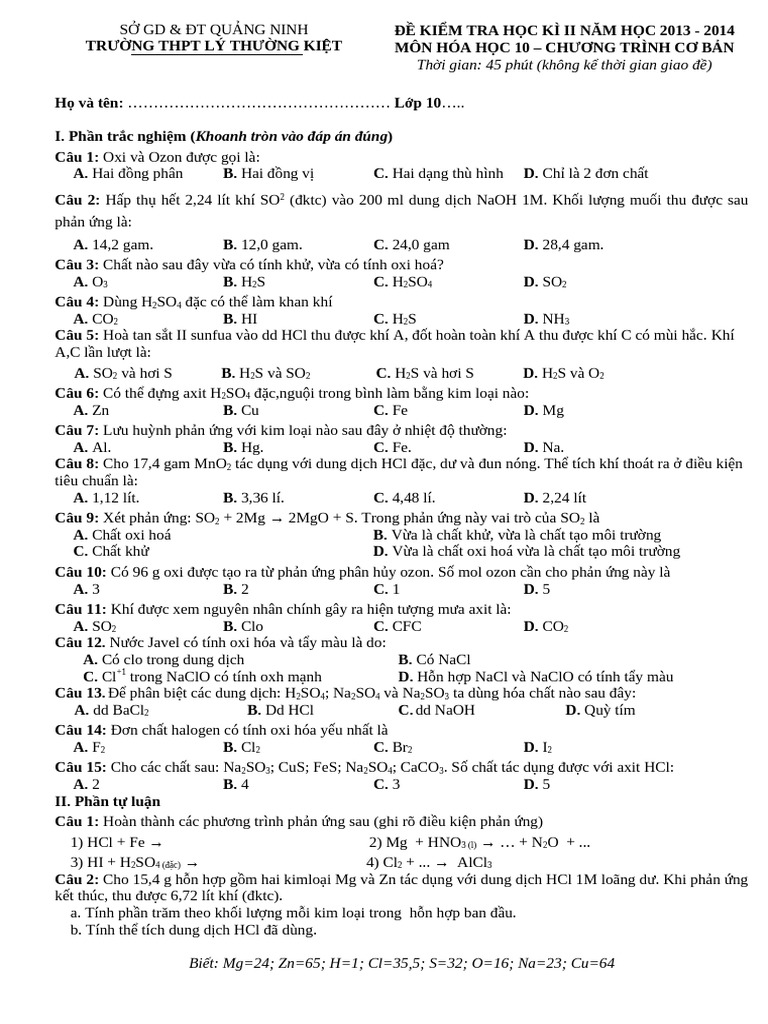 De KT Hoa 10 HK2 | PDF