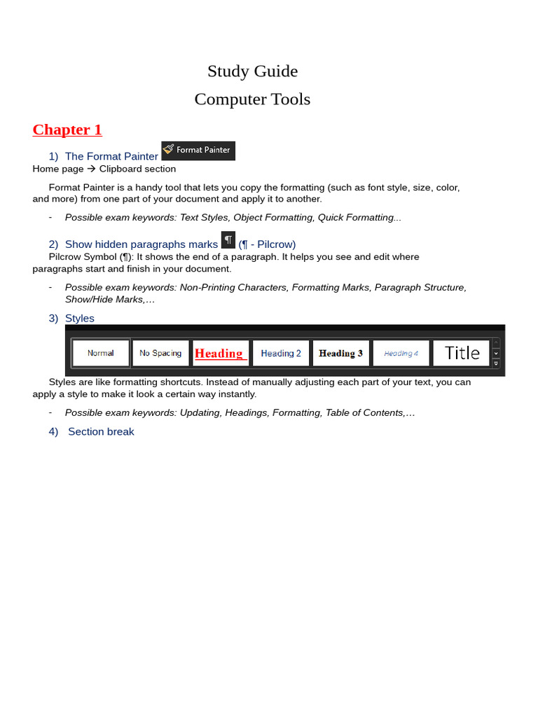 Computer Tool Study Guide | PDF | Paragraph | Computing