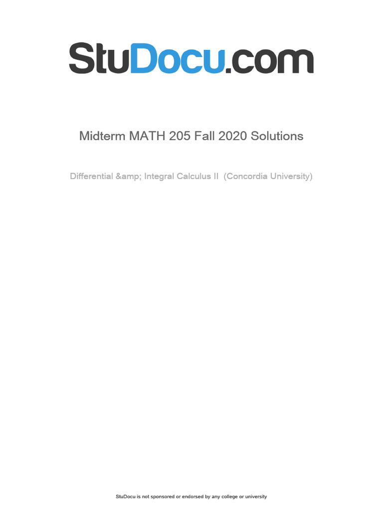 Midterm Math 205 Fall 2020 Solutions | PDF | Mathematical Analysis | Calculus