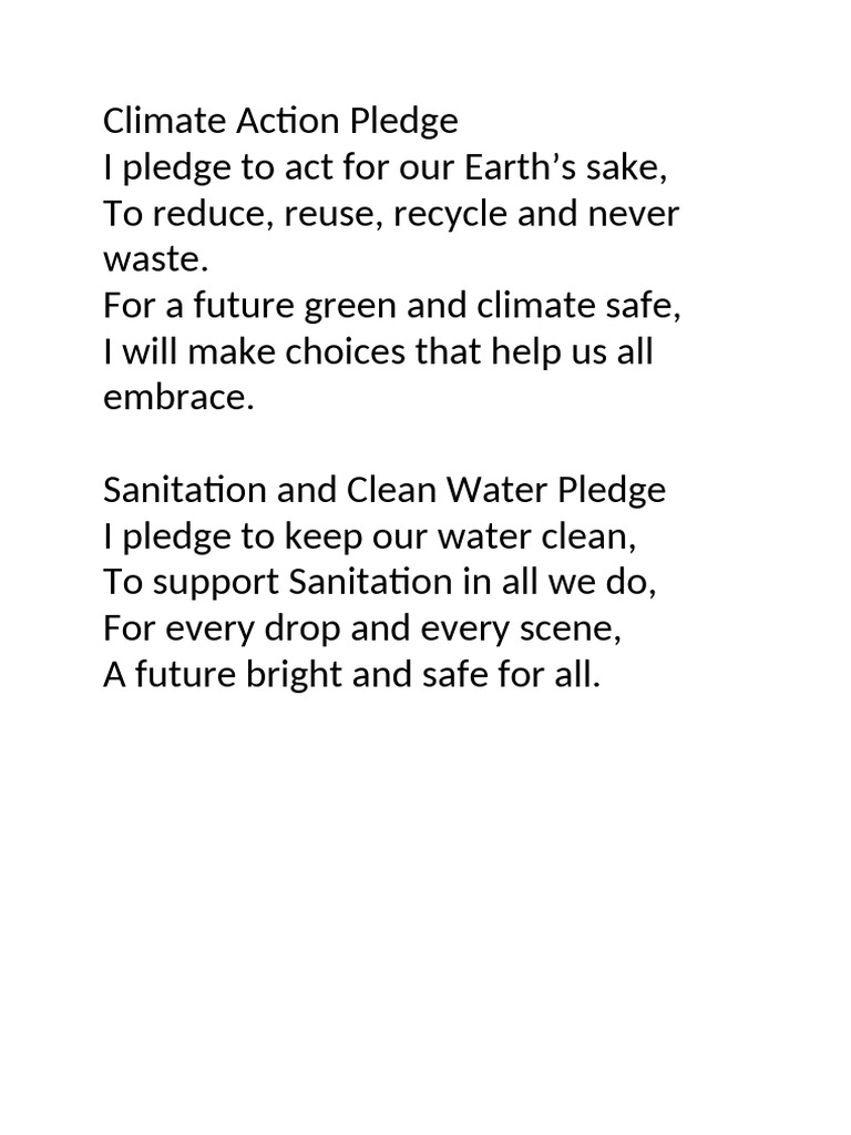 Climate Action and Water Pledge Poem | PDF