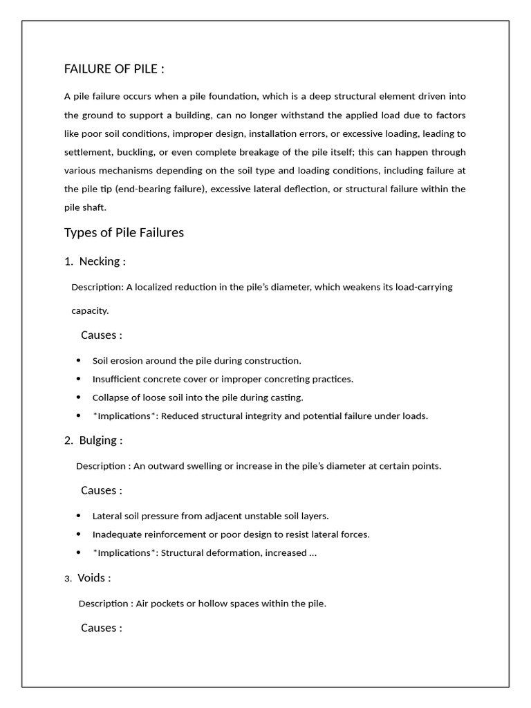 Understanding Pile Failures and Remedies | PDF | Deep Foundation | Concrete