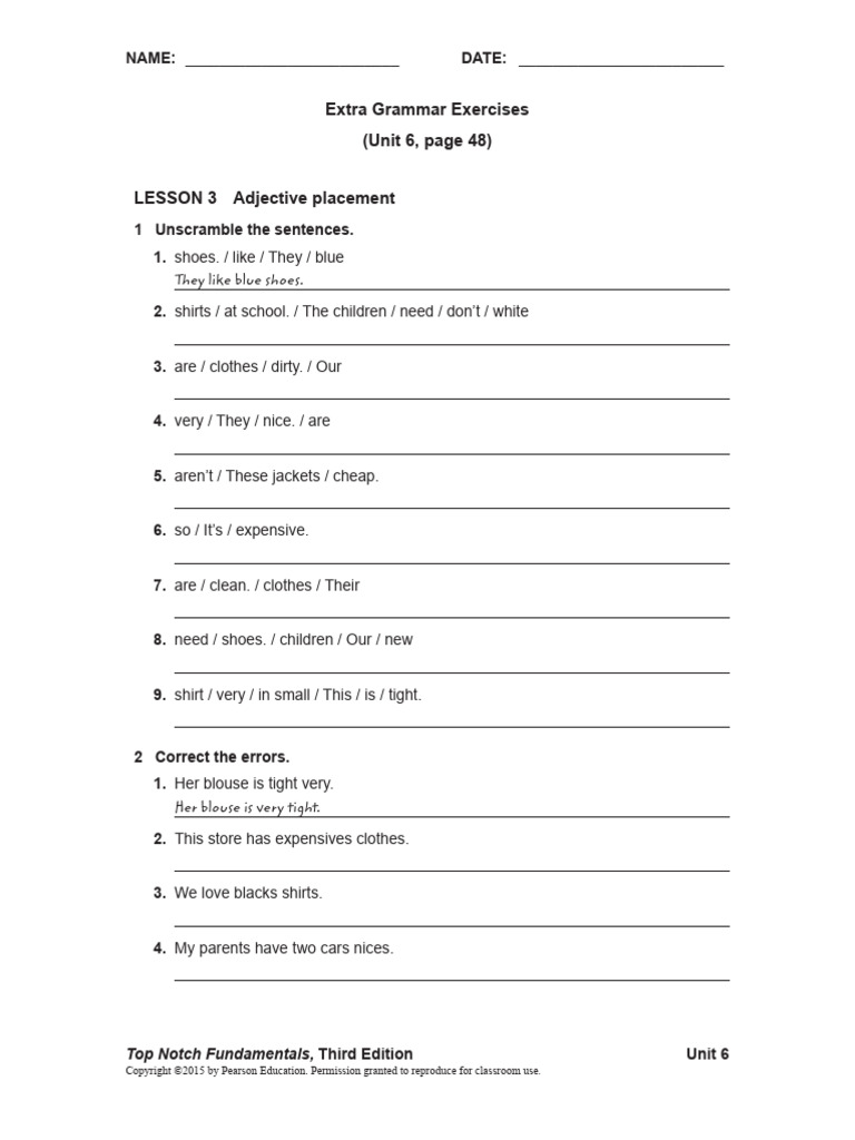 Unit 06 Extra Grammar Exercises p48 | PDF