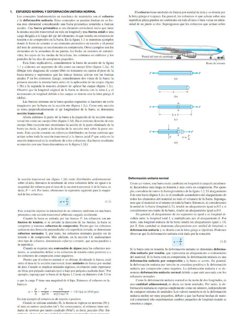 Esfuerzo Normal Y Deformación Unitaria Normal | PDF