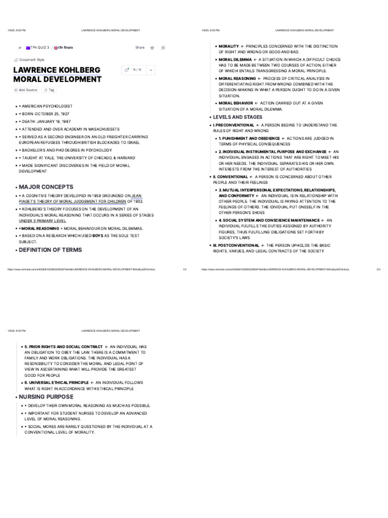 Kohlberg's Stages of Moral Development | PDF | Psychology | Social ...