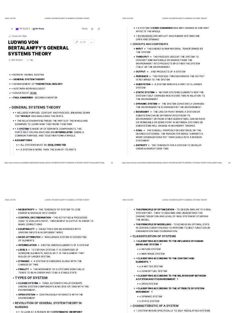 Ludwig Von Bertalanffy's General Systems Theory | PDF | System | Systems Theory