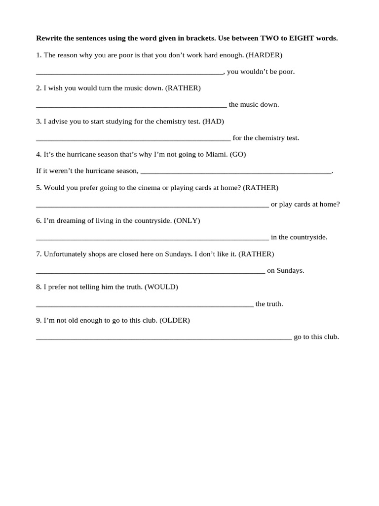 Second Conditional - Keyword Transformation | PDF