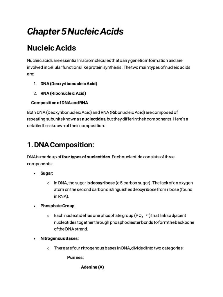Unit 5 Nucleic Acids | PDF | Cellular Respiration | Adenosine Triphosphate