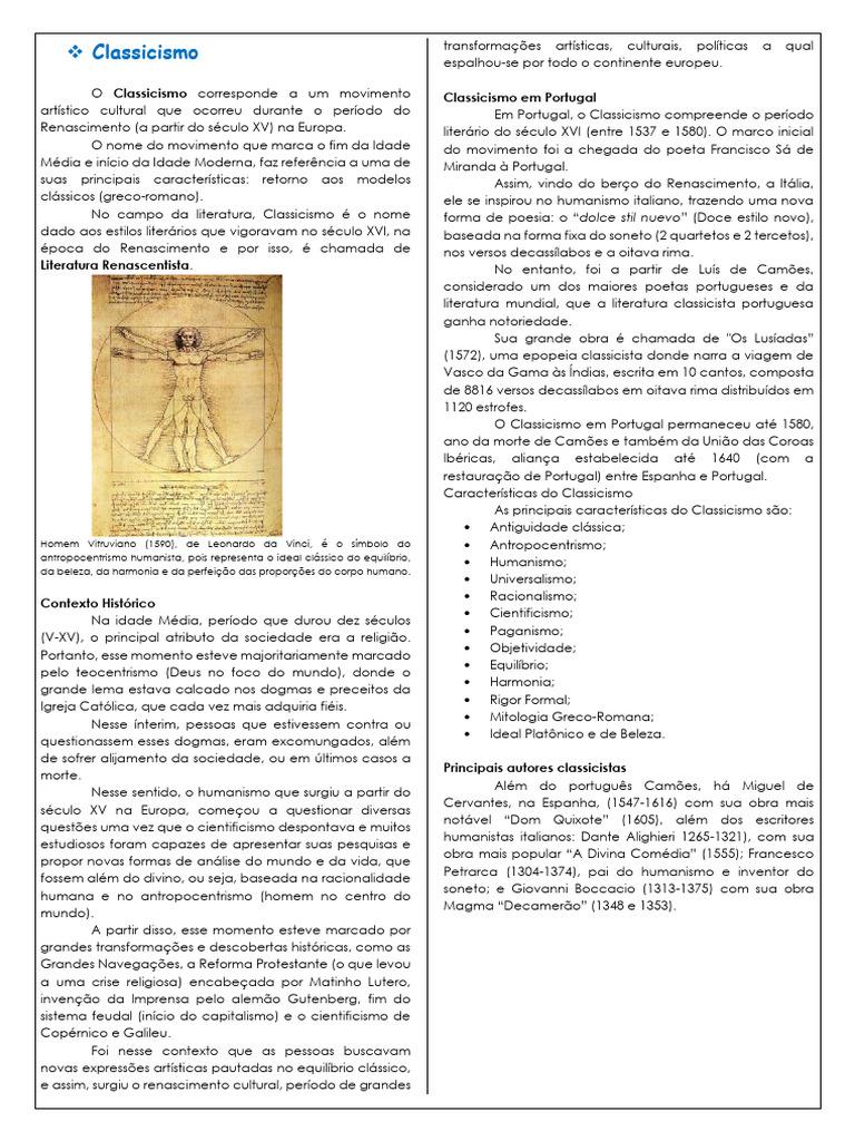 11》Classicismo | PDF | Classicismo | Renascimento