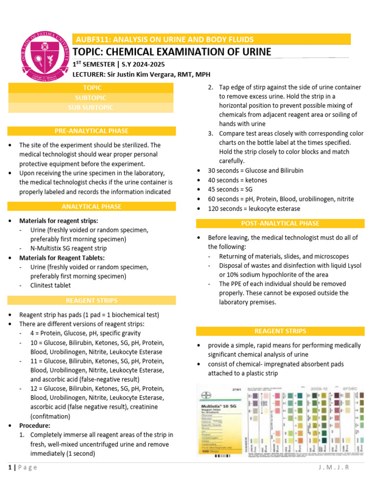 Urine Chemical Examination Guide | PDF | Urine | Chemical Substances