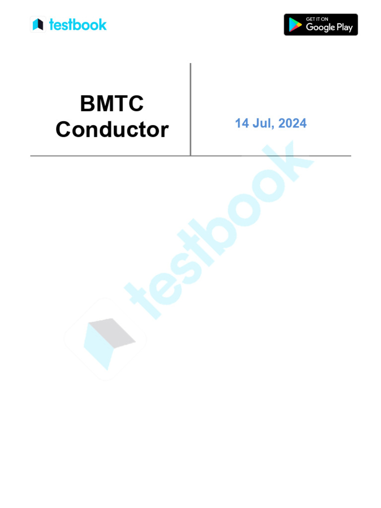 2024 BMTC Conductor Question Paper | PDF