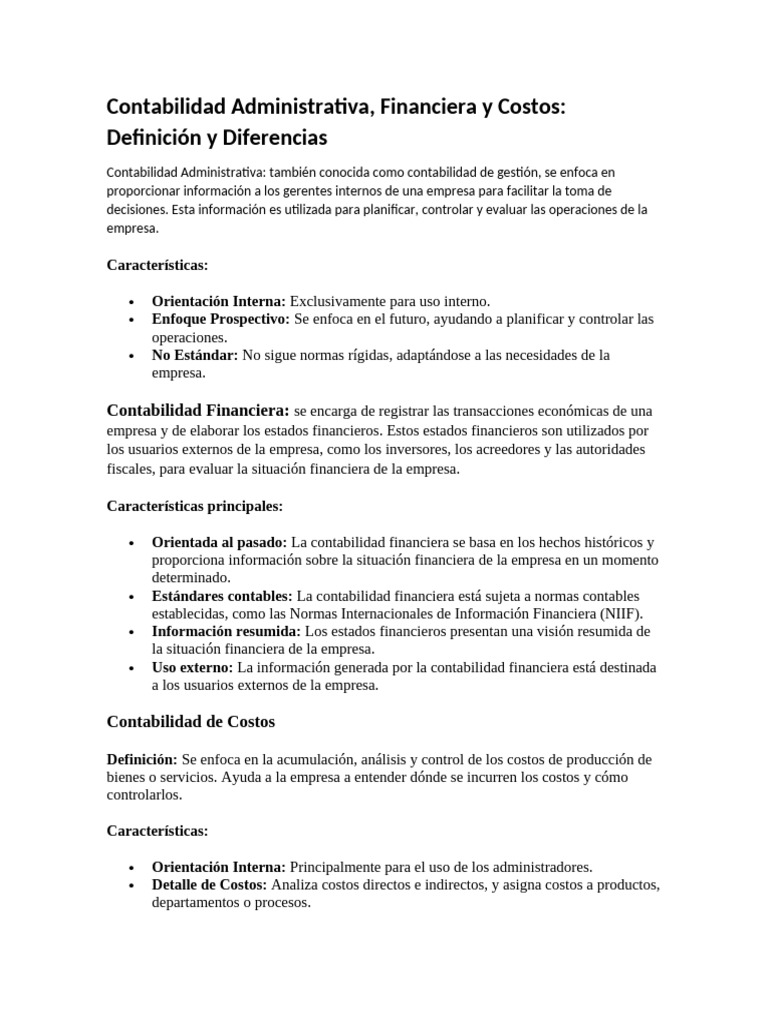 Contabilidad Administrativa | PDF | Contabilidad | Costo