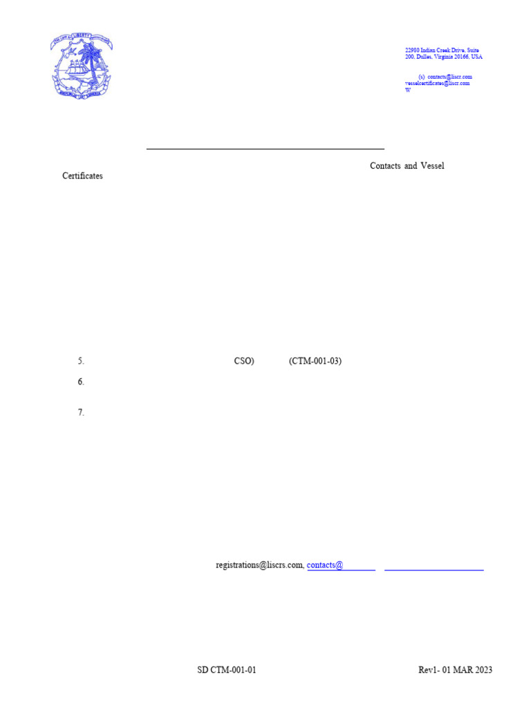 SD CTM-001-01 Change of Ship Management Requirements-MSD-028 Rev 1. 01MAR2023 | PDF | Shipping