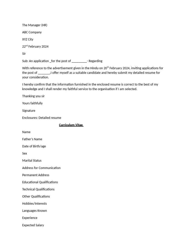 JOB APPLICATION LETTER and LETTER TO THE EDITOR - SR - CBSE | PDF