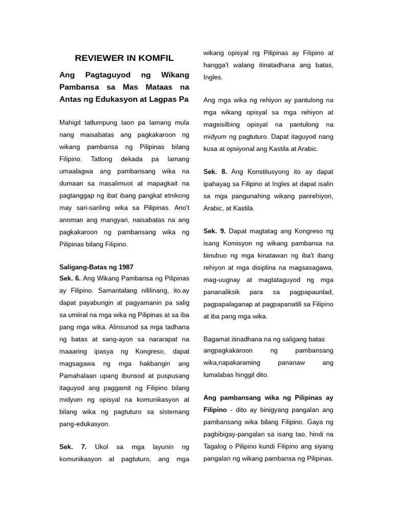 Reviewer in Komfil | PDF