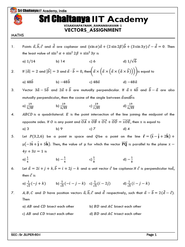 Assignment Vectors | PDF | Tetrahedron | Euclidean Vector