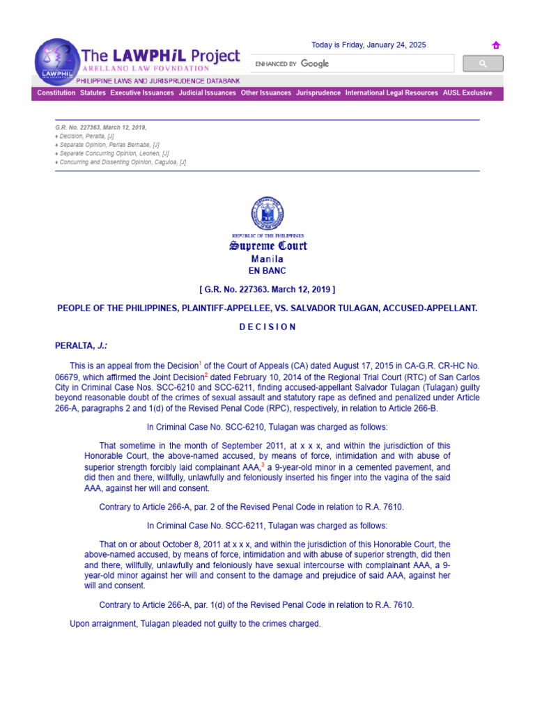 G.R. No. 227363 | PDF | Rape | Sexual Assault