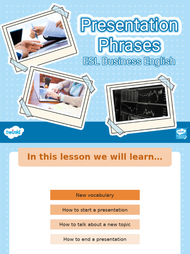 T 1680787095 Esl Business English Presentation Phrases PPT Adults A2 b1 ...