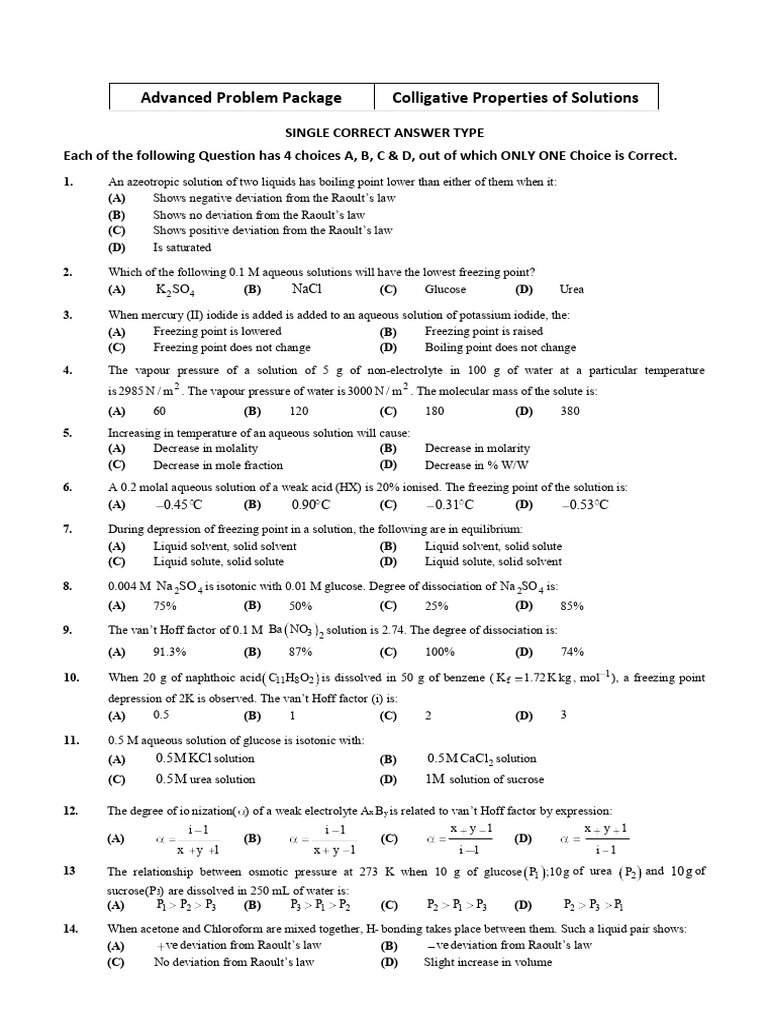 Solutions and Colligative Properties | PDF | Physical Chemistry | Physical Sciences