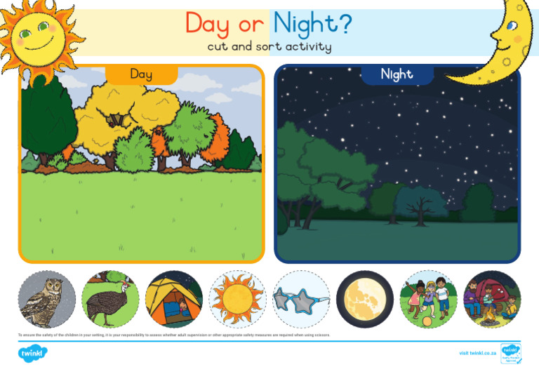 Day or Night Cut and Sort Activity | PDF
