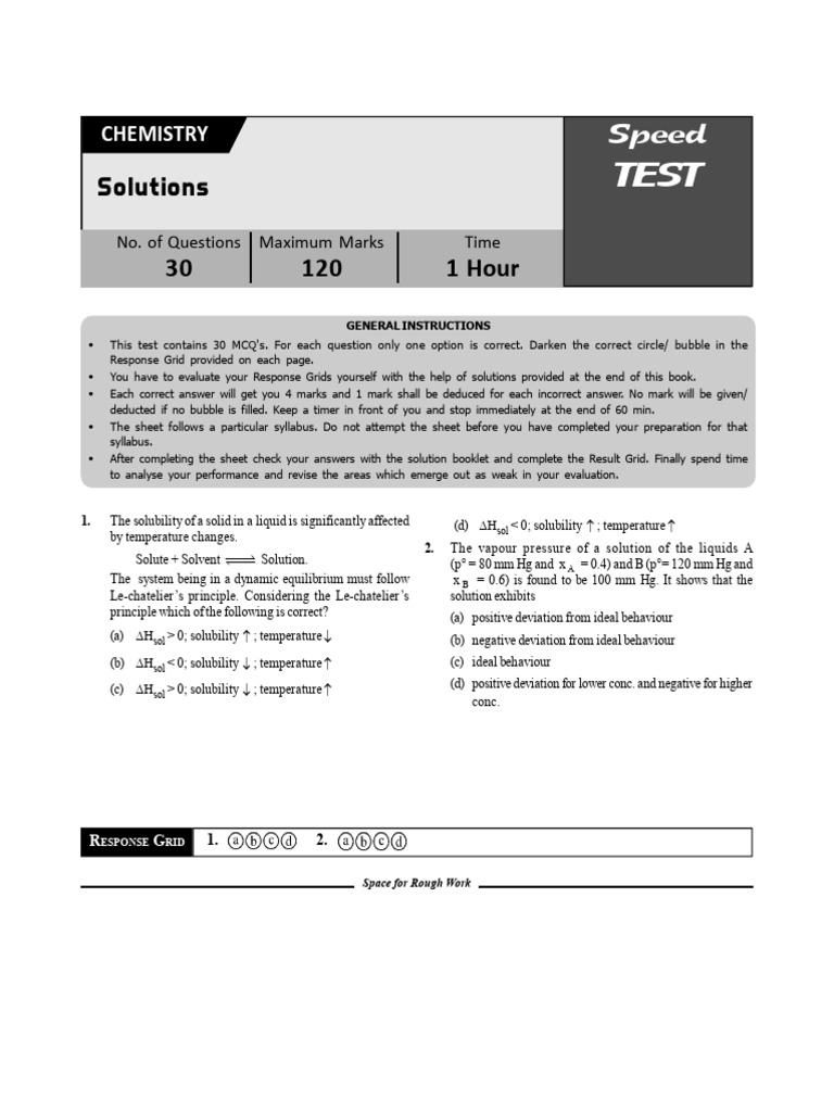 Speed Test Solutions | PDF | Materials | Chemical Compounds