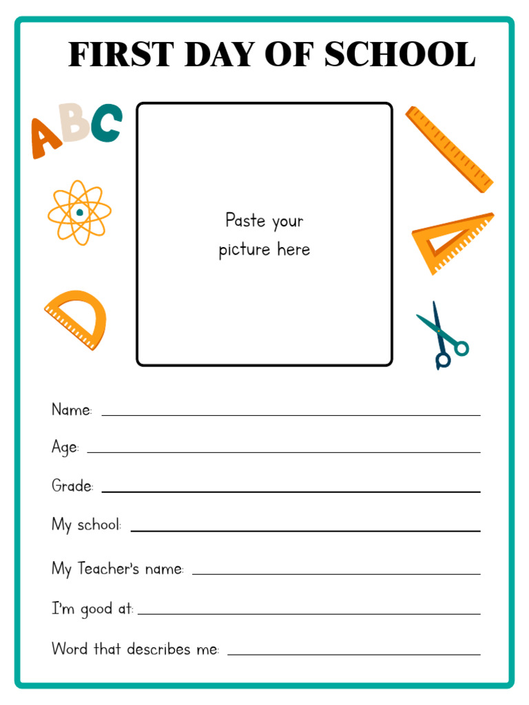 First Day School Worksheet | PDF