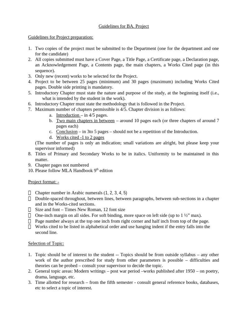 BA Project Guidelines | PDF | Thesis