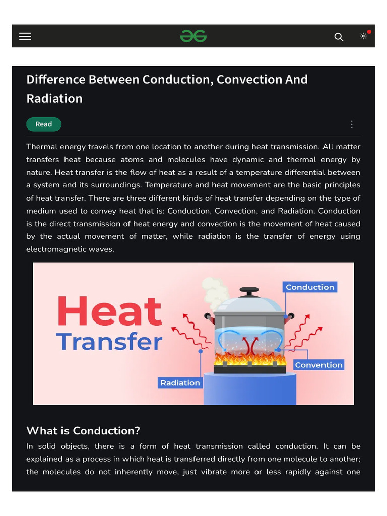 Difference Between Conduction, Convection and Rad… | PDF | Heat Transfer | Thermal Conduction