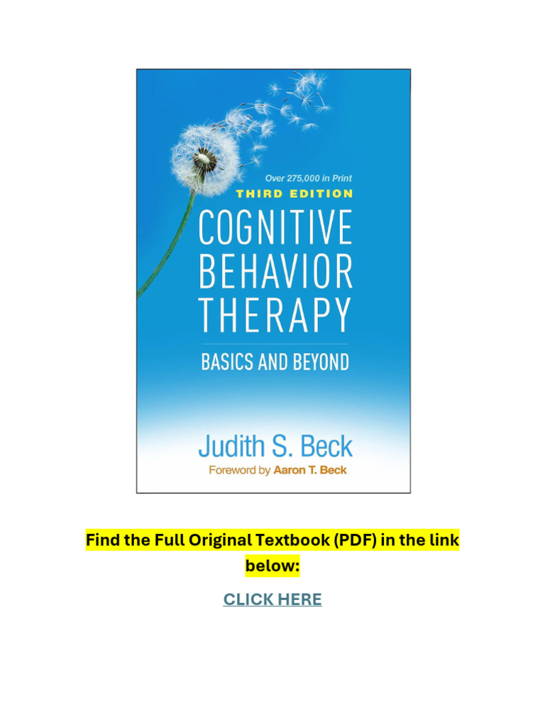Cognitive Behavior Therapy Basics and Beyond 3rd Edition TEXTBOOK | PDF | Cognitive Behavioral ...