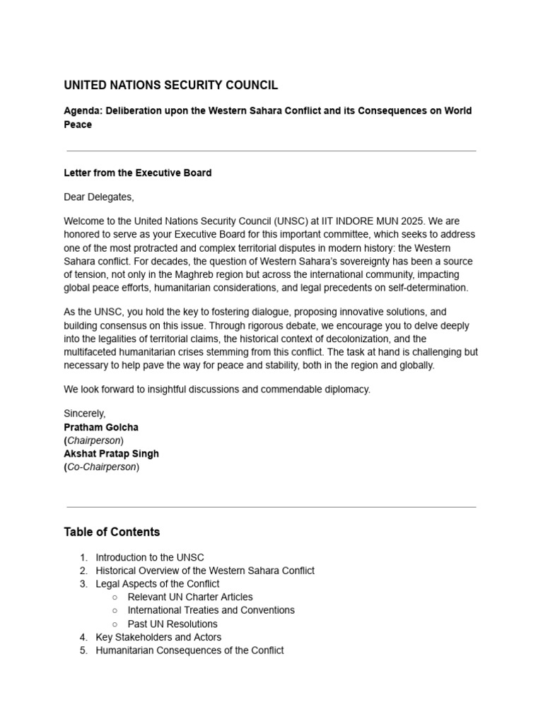 UNSC: Western Sahara Conflict | PDF | Western Sahara | Morocco