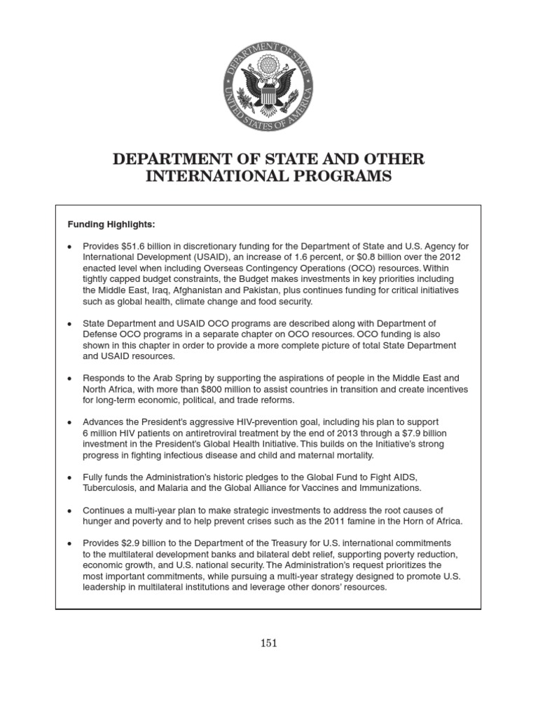 State Department Budget Proposal | PDF | United States Agency For ...