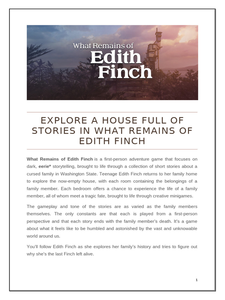 Spill - What Remains of Edith Finch - INFO | PDF