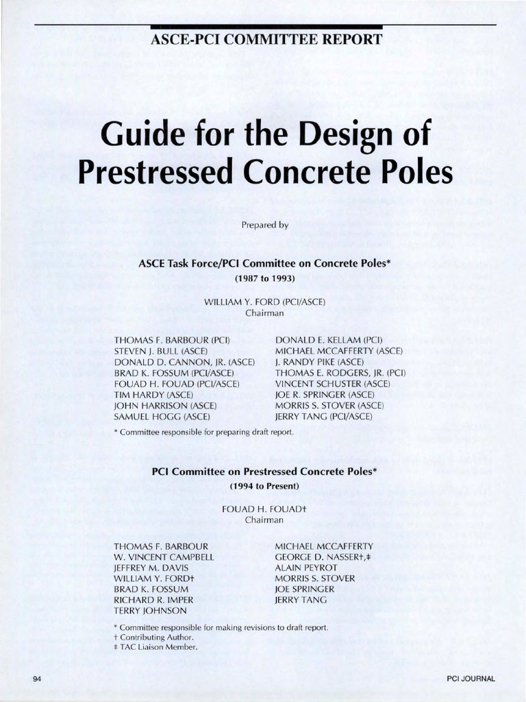 Guide For The Design of Prestressed Concrete Poles | PDF | Strength Of ...